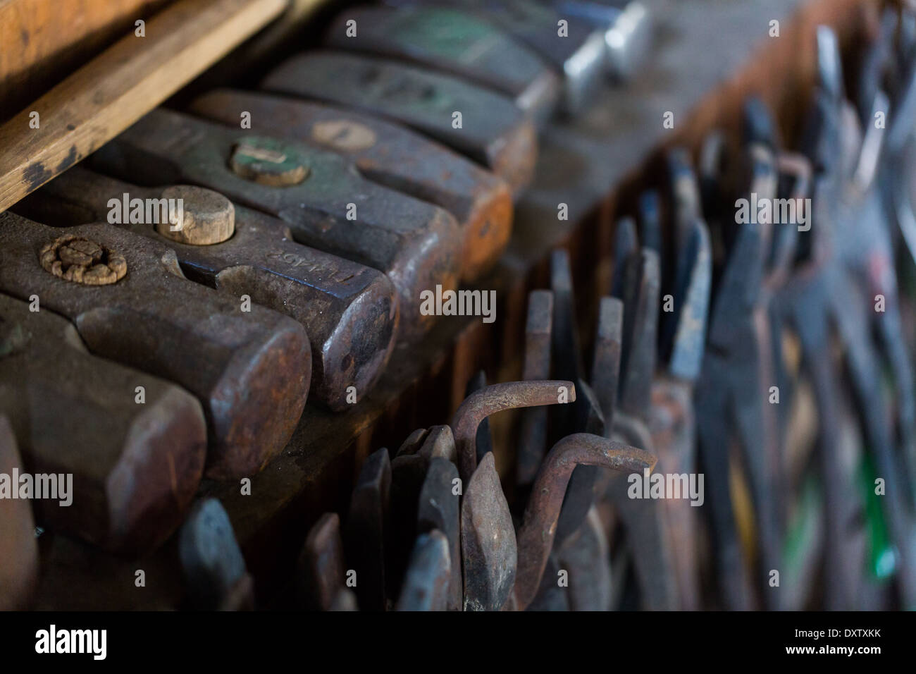 Tools of the blacksmith in blacksmith shop Stock Photo - Alamy