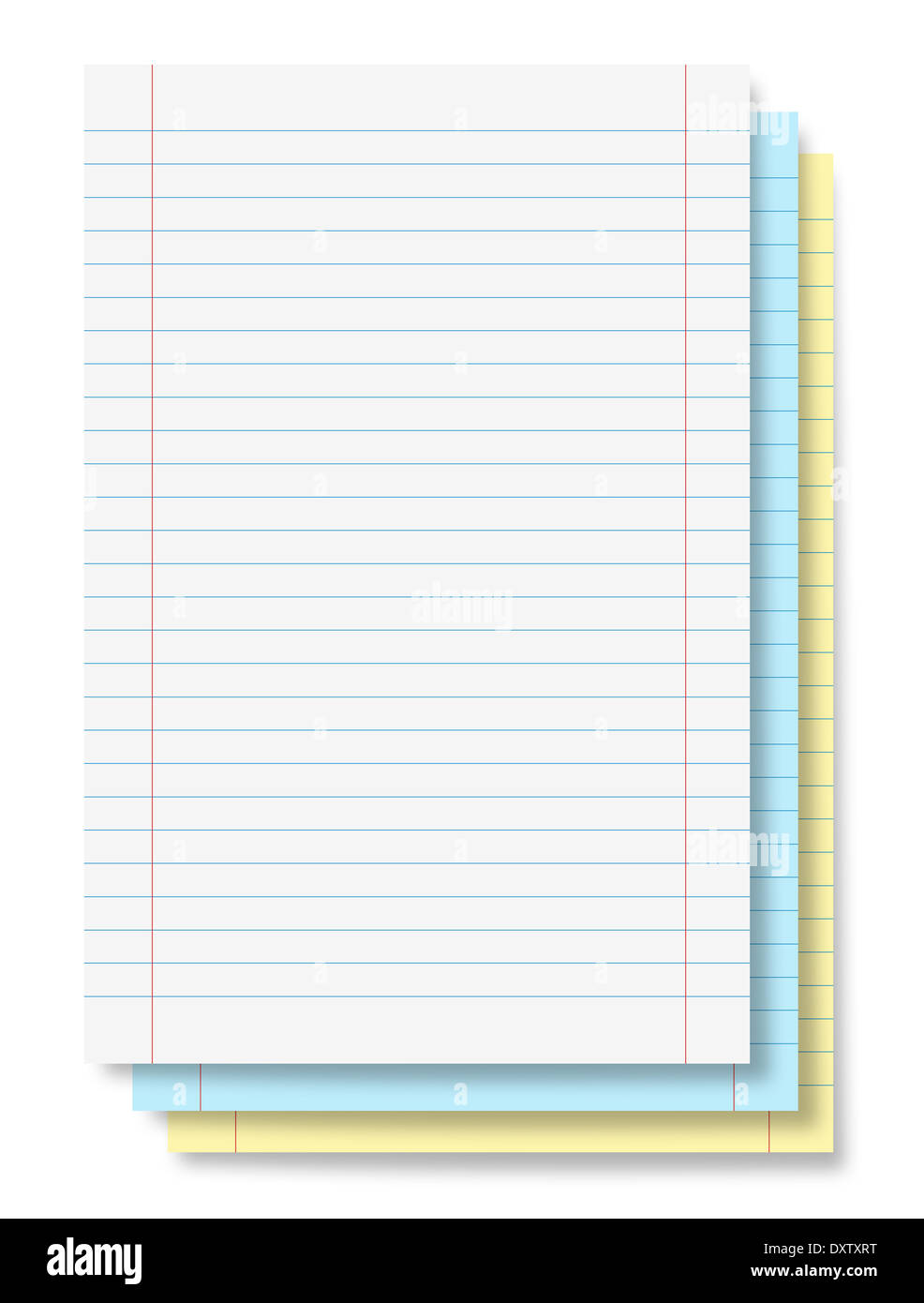 notebook sheets with stripes isolated on white Stock Photo - Alamy