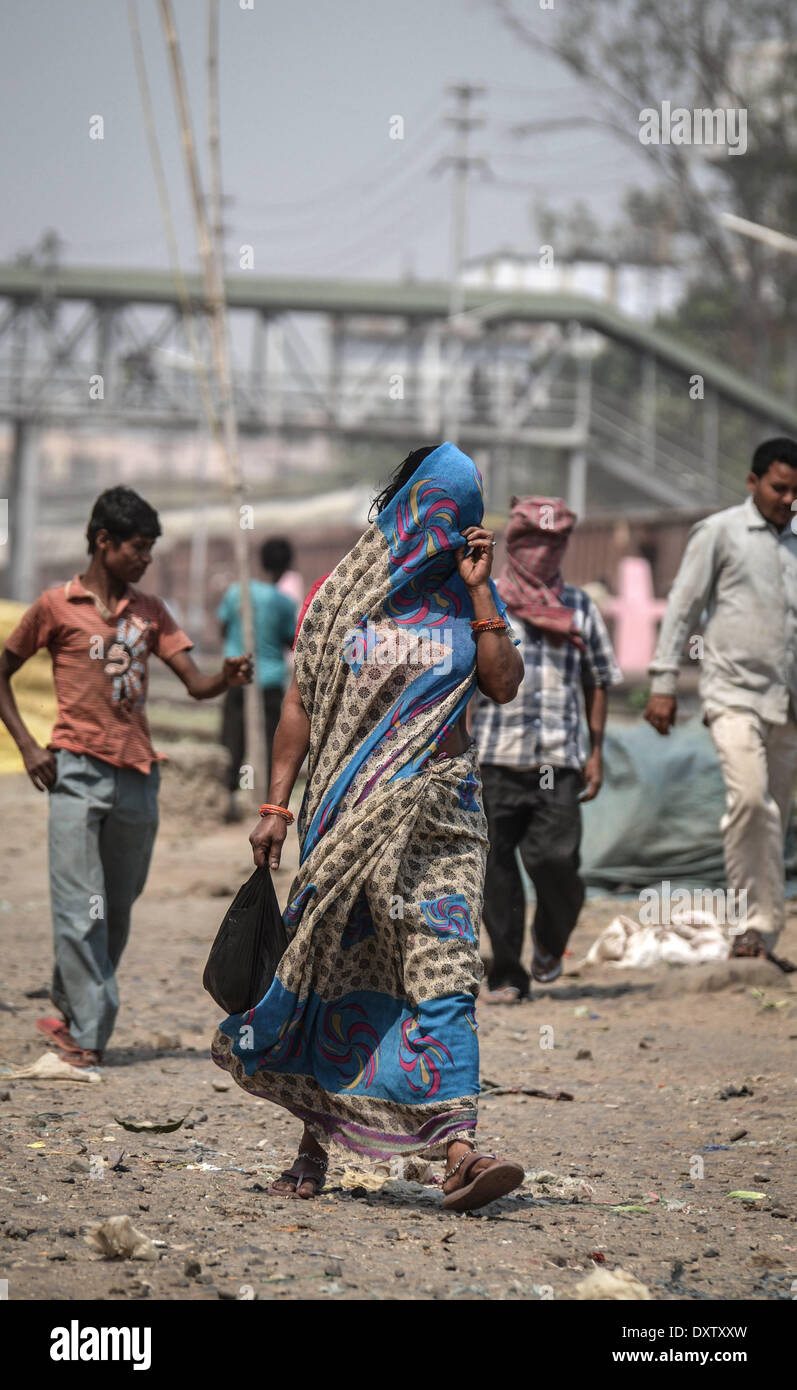 Indian woman sari wind hi-res stock photography and images - Alamy