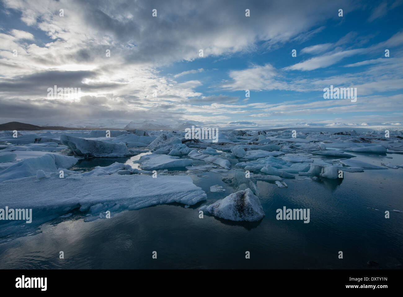 Jokullsarlon lagoon as the draining point of the Vatnajokull glacier ...
