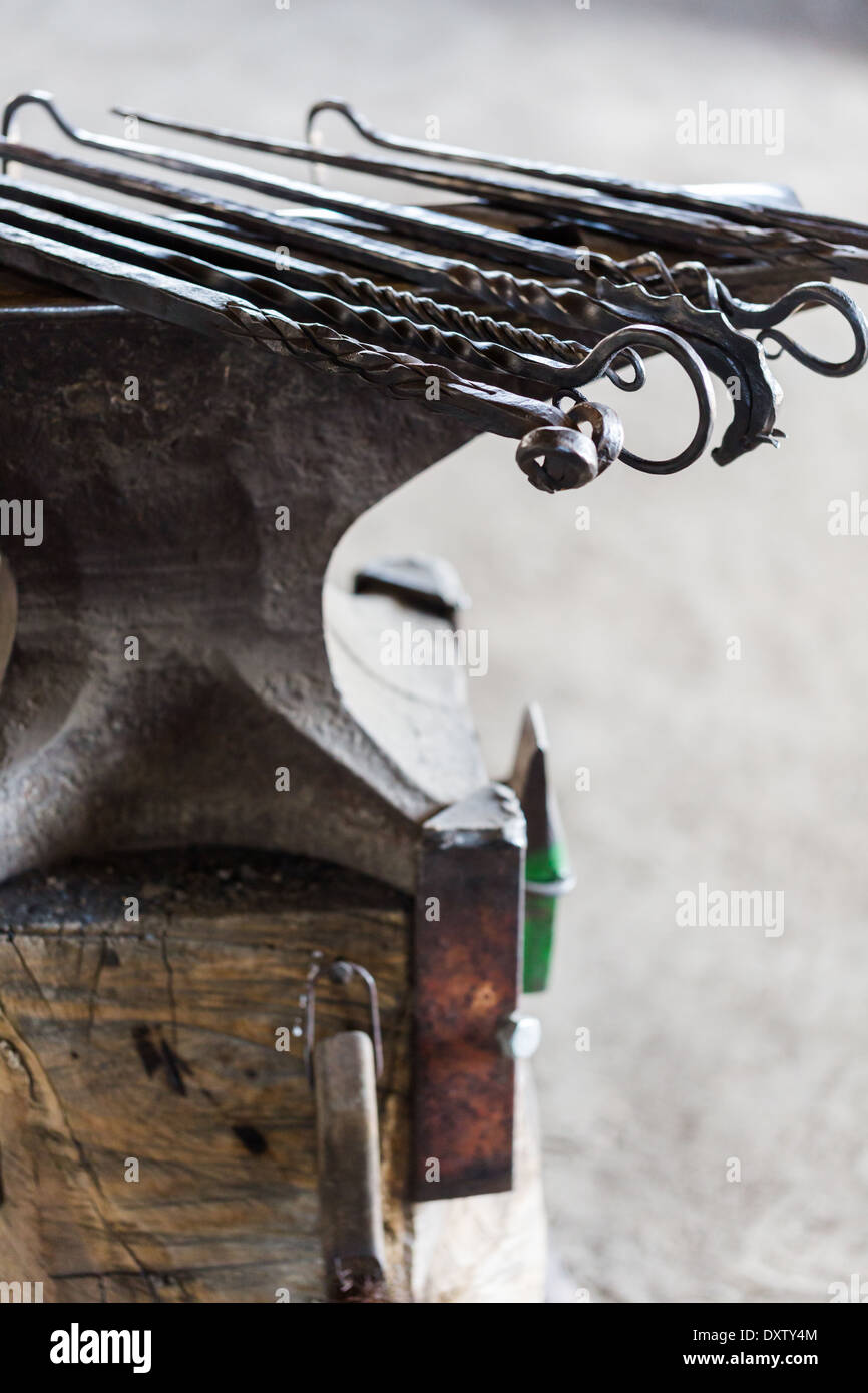 Objects made from iron by blacksmith Stock Photo - Alamy
