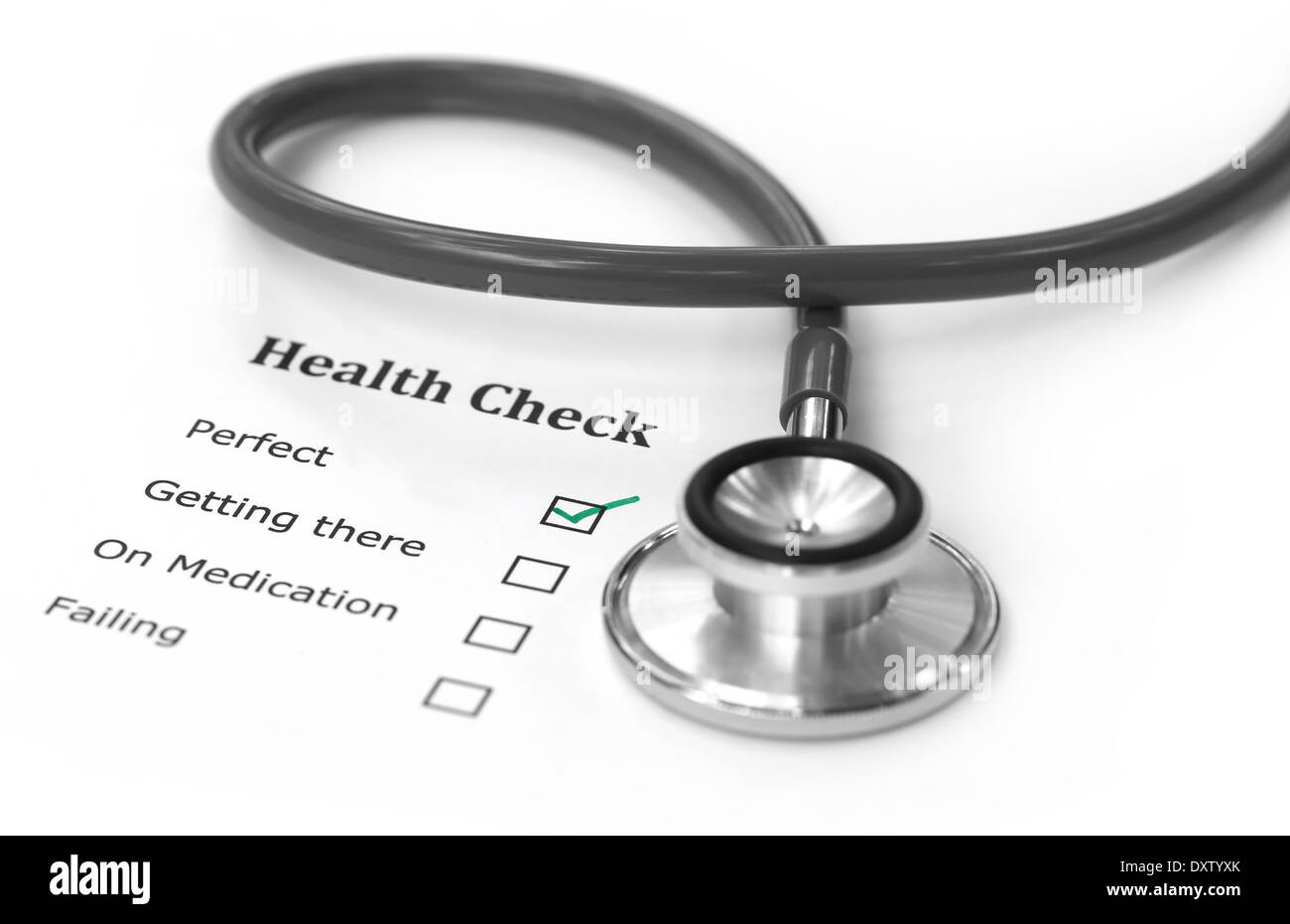 Health checklist and a stethoscope on a paper Stock Photo - Alamy