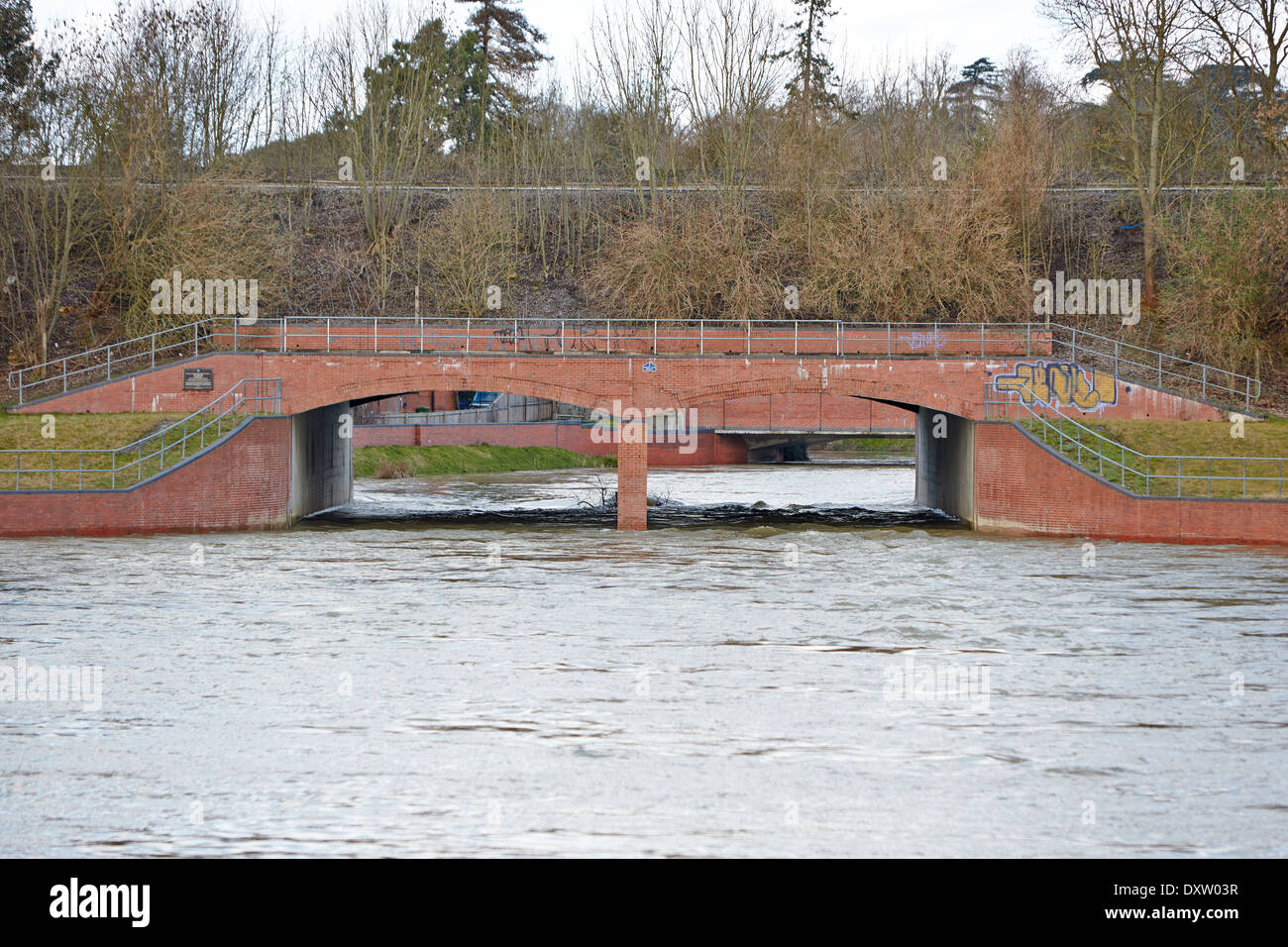 General view of the Jubilee River flood defence scheme on the River ...