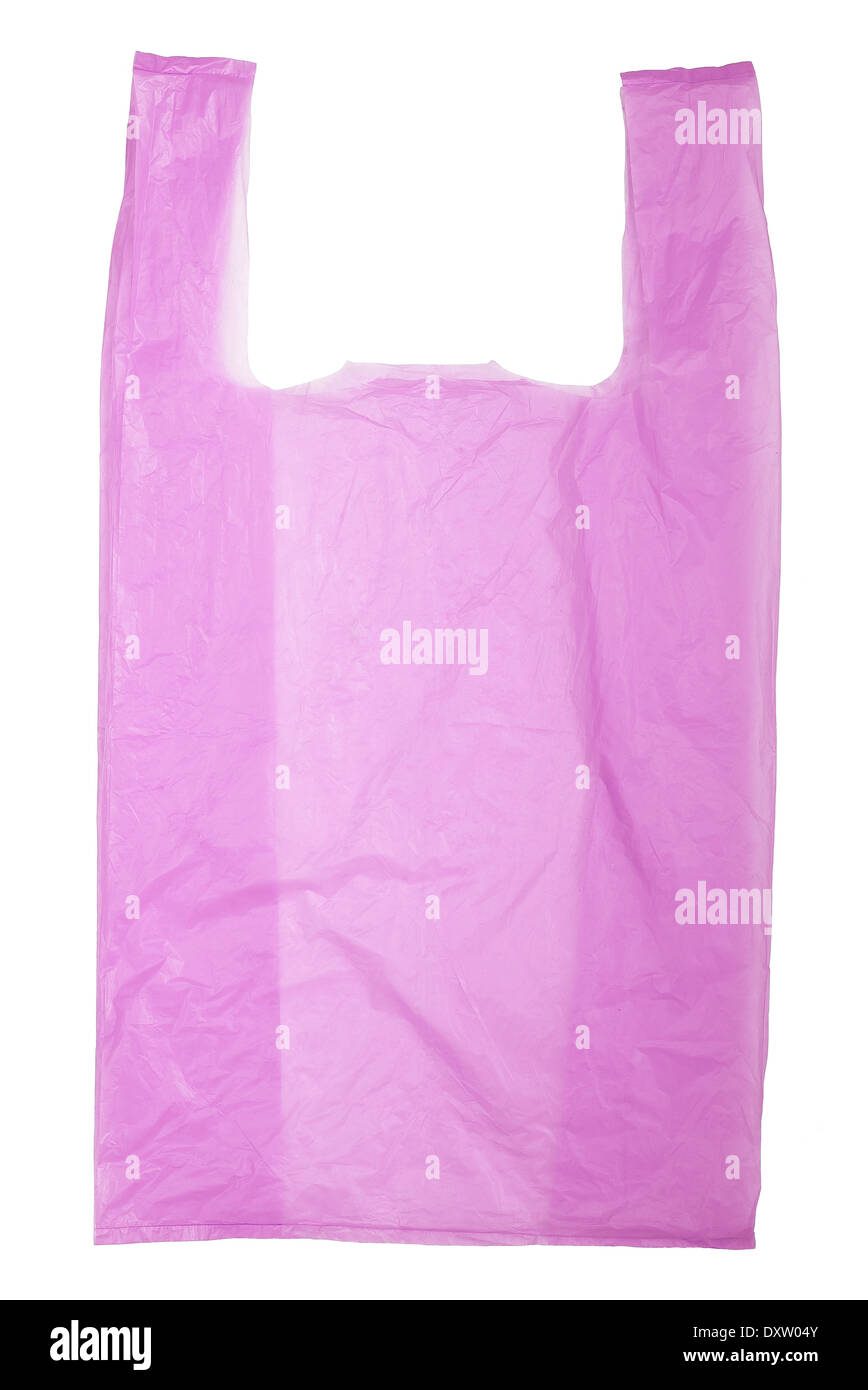 Violet Plastic bag isolated on white background Stock Photo - Alamy