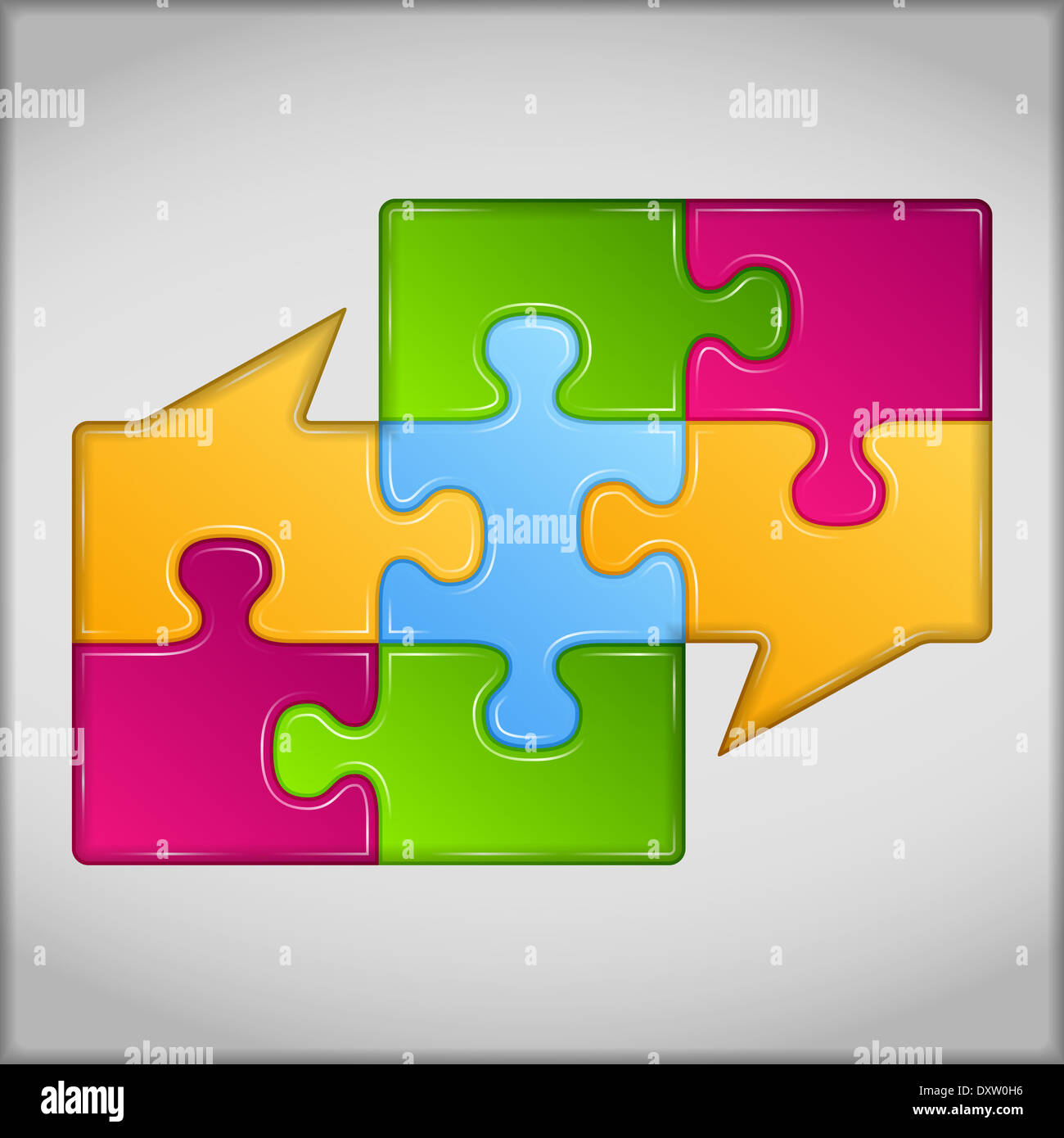Communication icon, abstact speech bubbles made of puzzle pieces Stock ...
