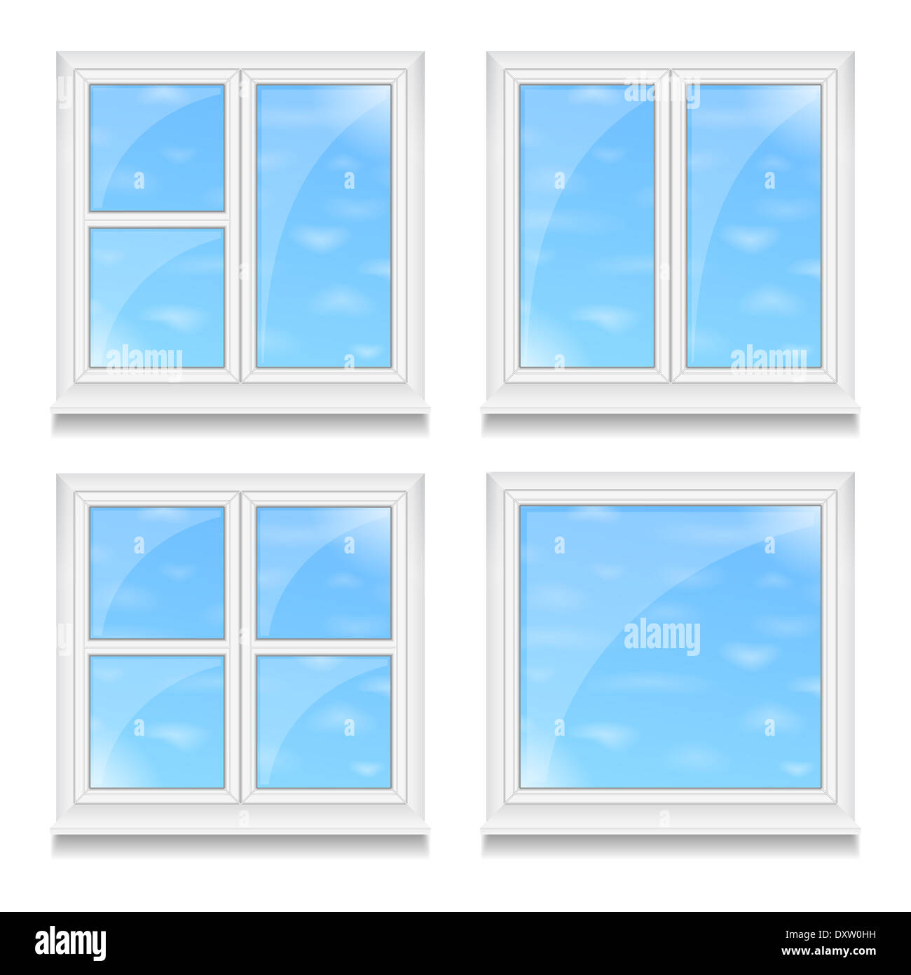Set of different windows with blue sky Stock Photo - Alamy