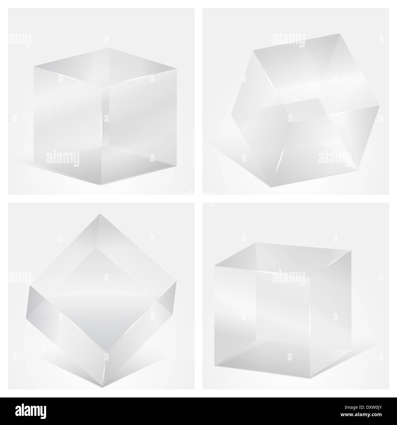 Four transparent gray glass cubes Stock Photo - Alamy