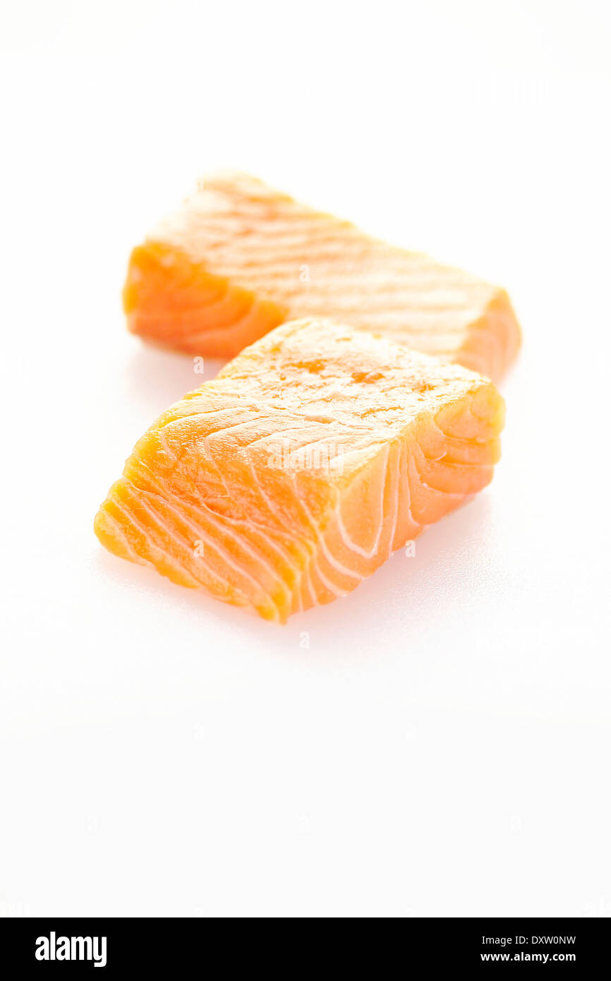 Cut-out raw pieces of salmon Stock Photo - Alamy