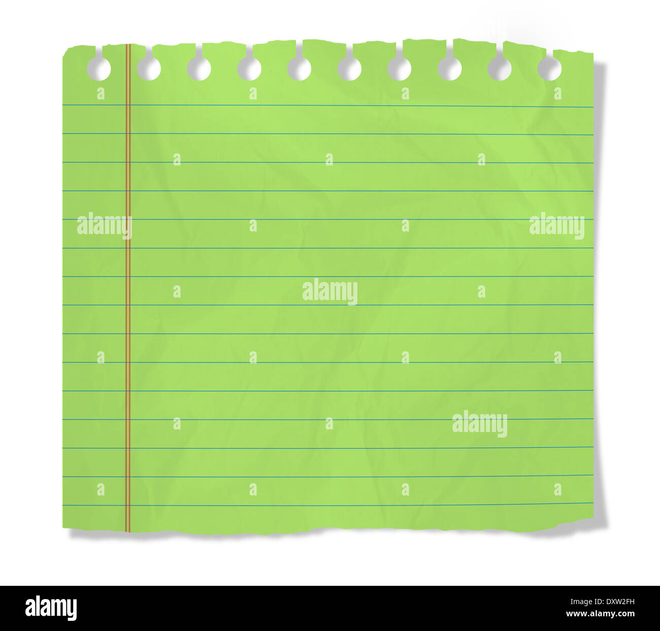 piece of green notebook sheet isolated on white Stock Photo - Alamy