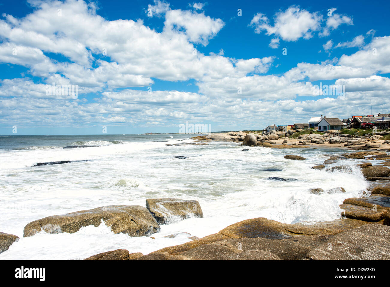 Punta del Diablo Beach, popular tourist place in Uruguay Stock Photo ...