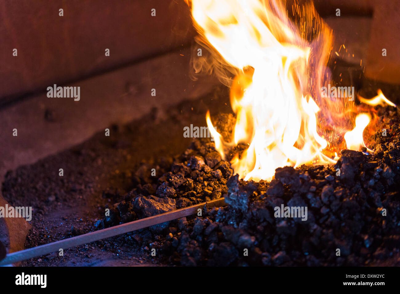Working forge of the blacksmith in old shop Stock Photo - Alamy