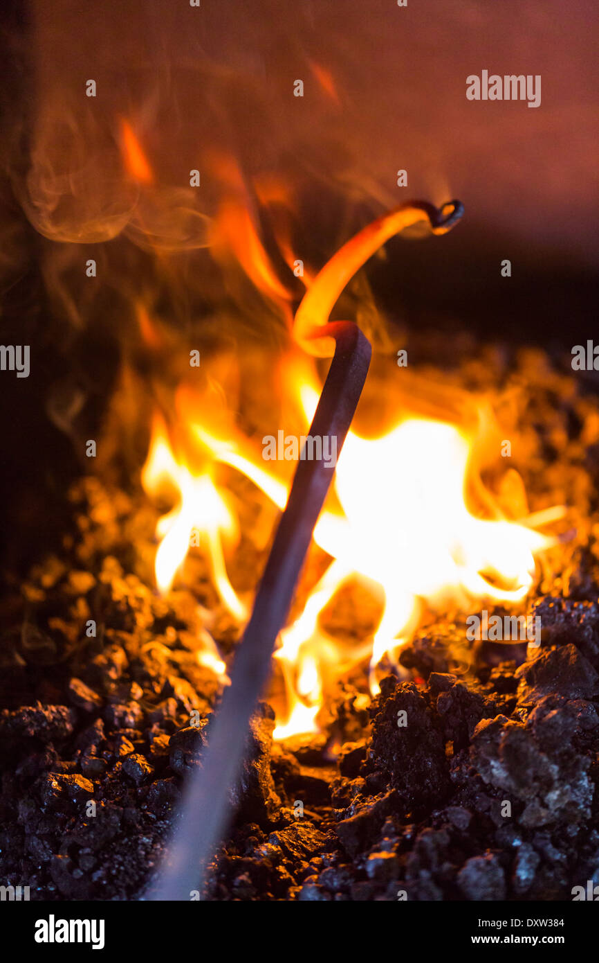 Working forge of the blacksmith in old shop Stock Photo - Alamy