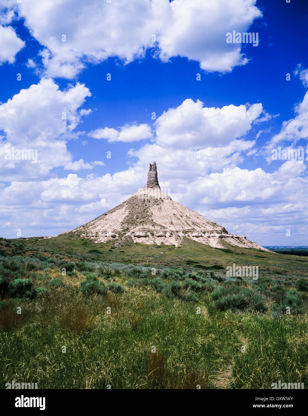 Chimney rock, a Nebraska landmark; Scottsbluff, Nebraska, United States ...