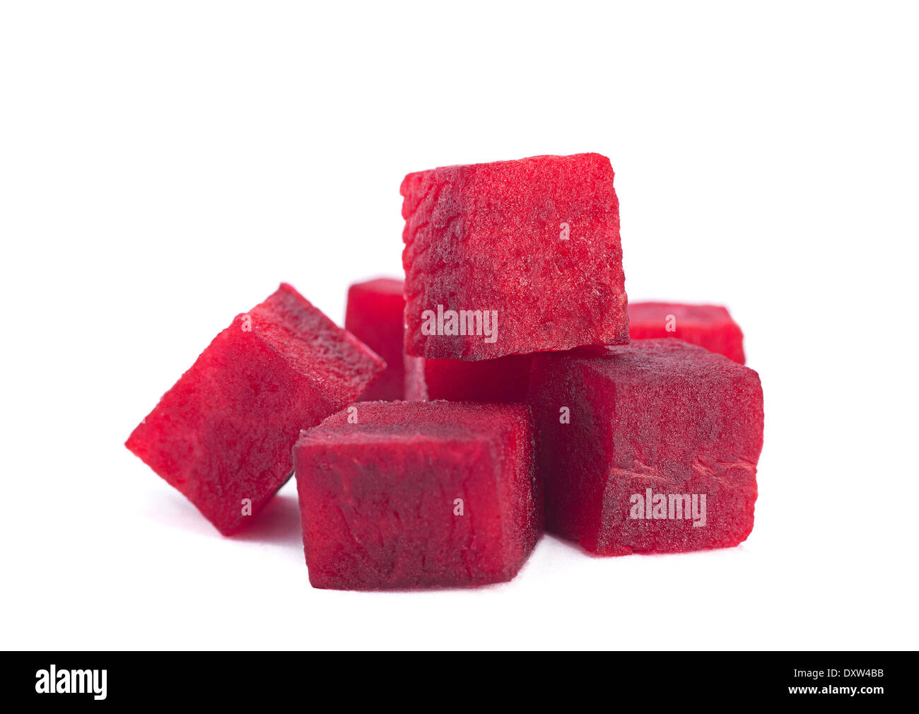 Beetroot cube slice closeup isolated on white background Stock Photo ...