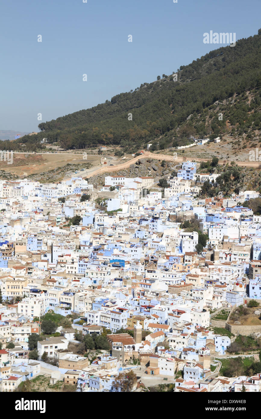 Overlooking the city of Chefchaouen or Chaouen in Morocco Stock Photo ...