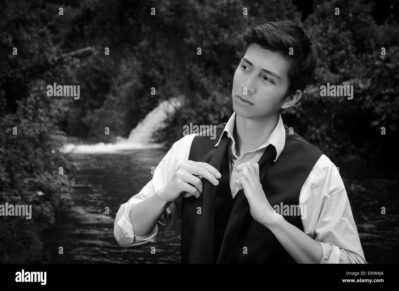 man wearing suit outdoors in the forest Stock Photo - Alamy
