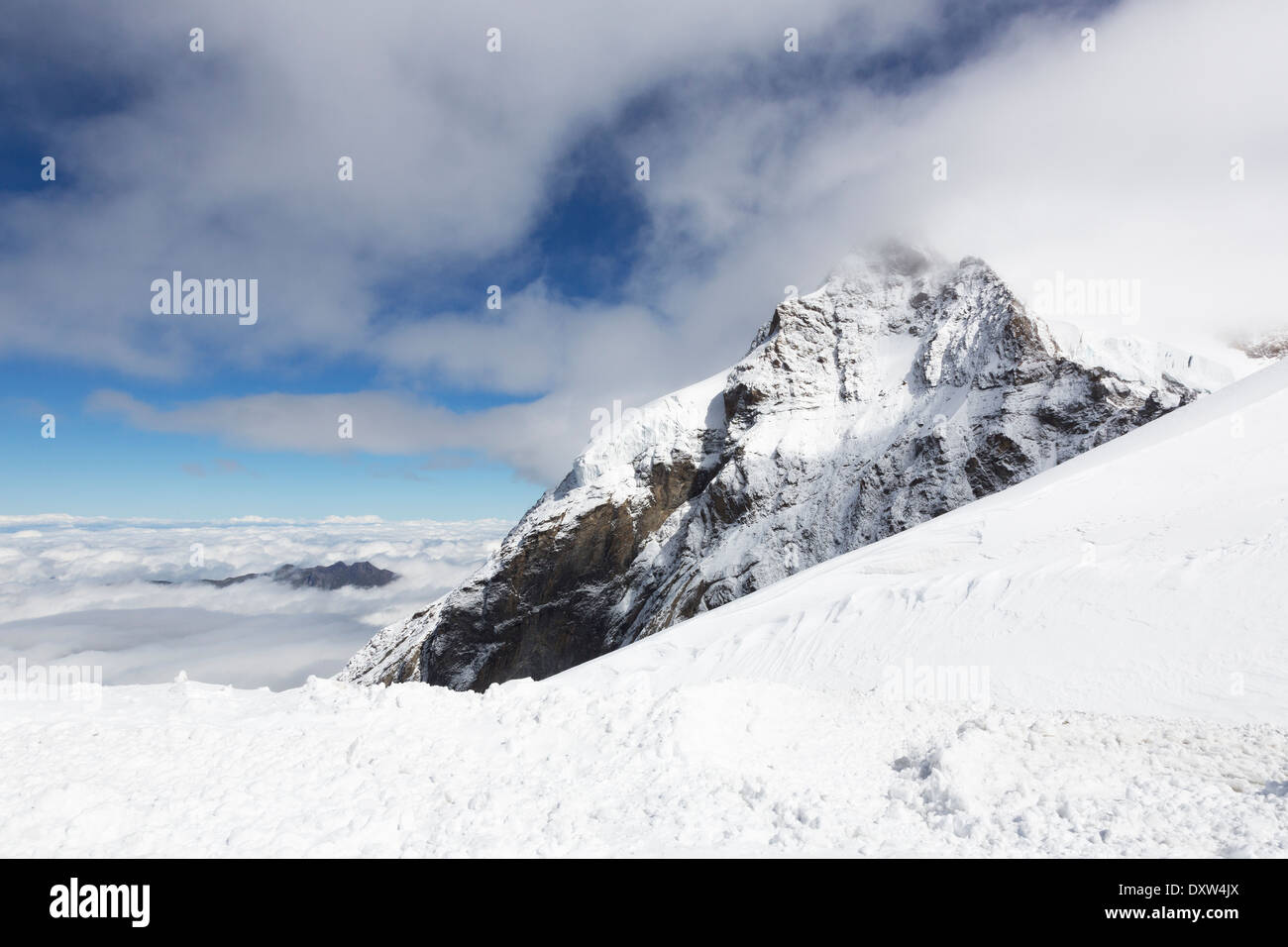 Mountain peak in Aletsch glacier from Jungfraujoch near Grindelwald ...