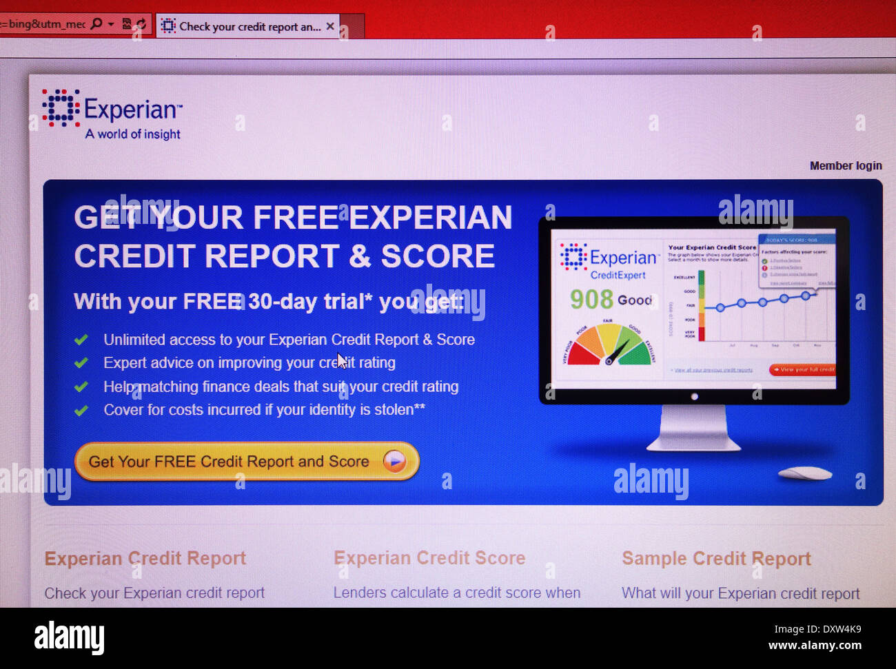 Experian credit report website Stock Photo - Alamy