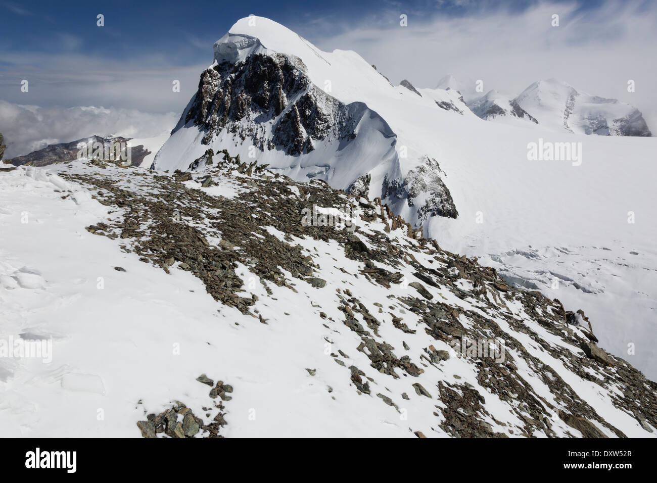 Mount Breithorn viewed from Glacier Paradise in the Swiss Alps near ...