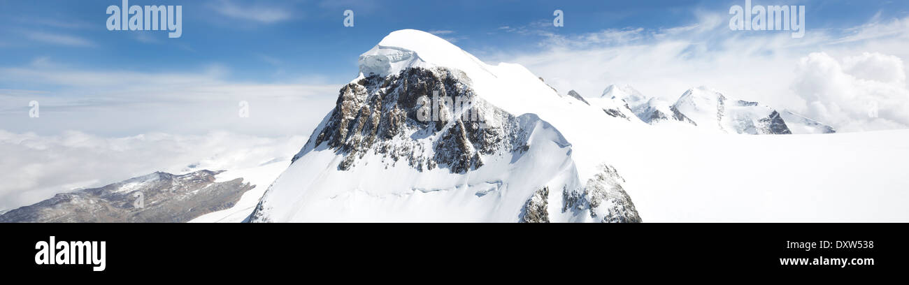 Panoramic view of Mount Breithorn summit from Glacier Paradise in the ...