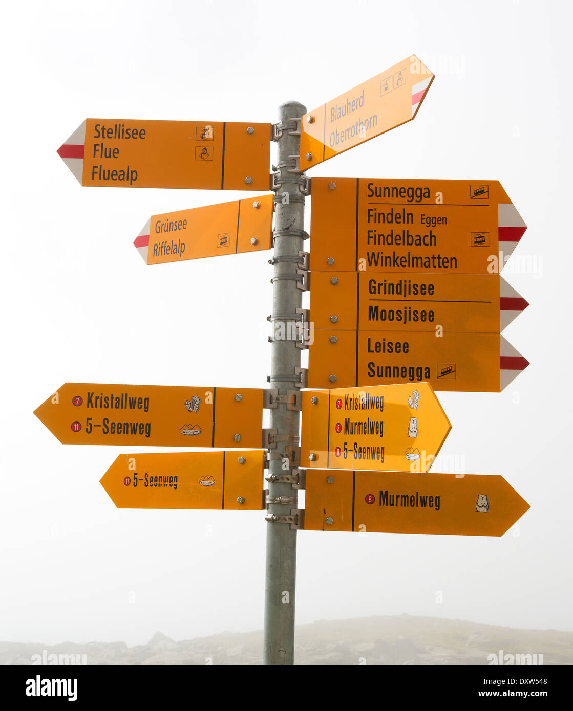 Zermatt Switzerland Hiking Trail Sign High Resolution Stock Photography ...