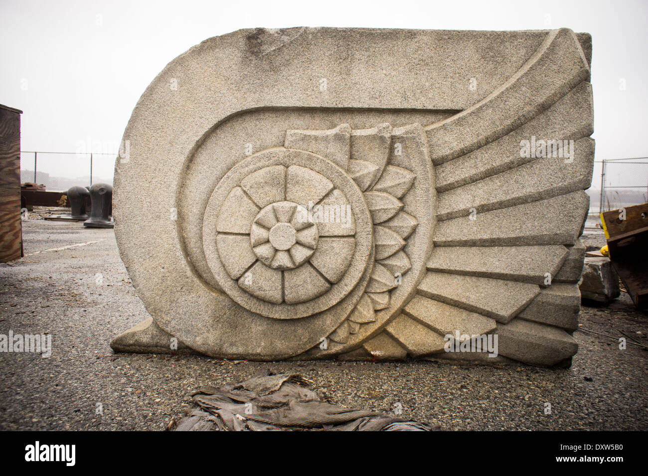 Winged entrance decorations from the long-gone West Side Highway stored ...