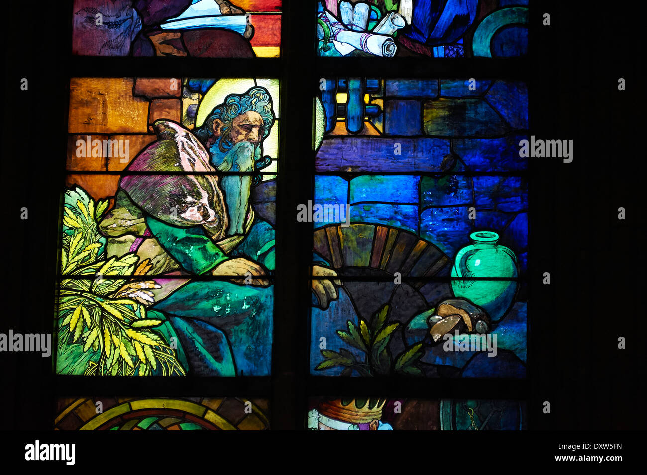 Stained glass window of Art Nouveau artist Alfons Mucha, St. Vitus ...