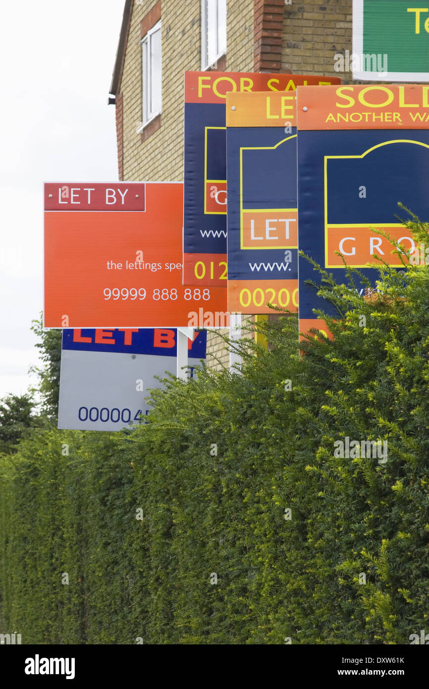 a group of Estate Agent Signs Stock Photo - Alamy