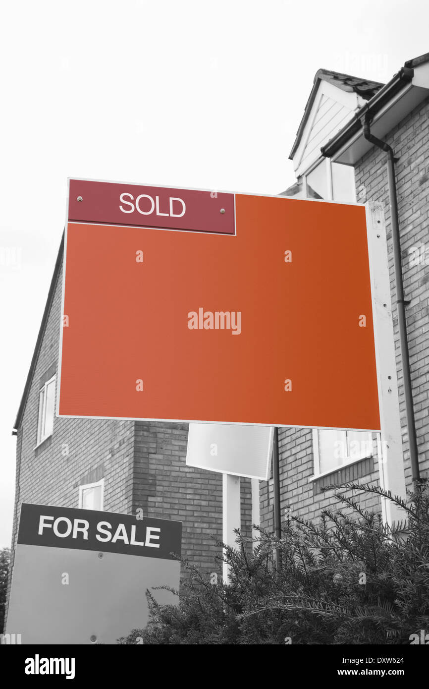 A SOLD Estate Agent Sign with a Blank centre to add own copy Stock ...