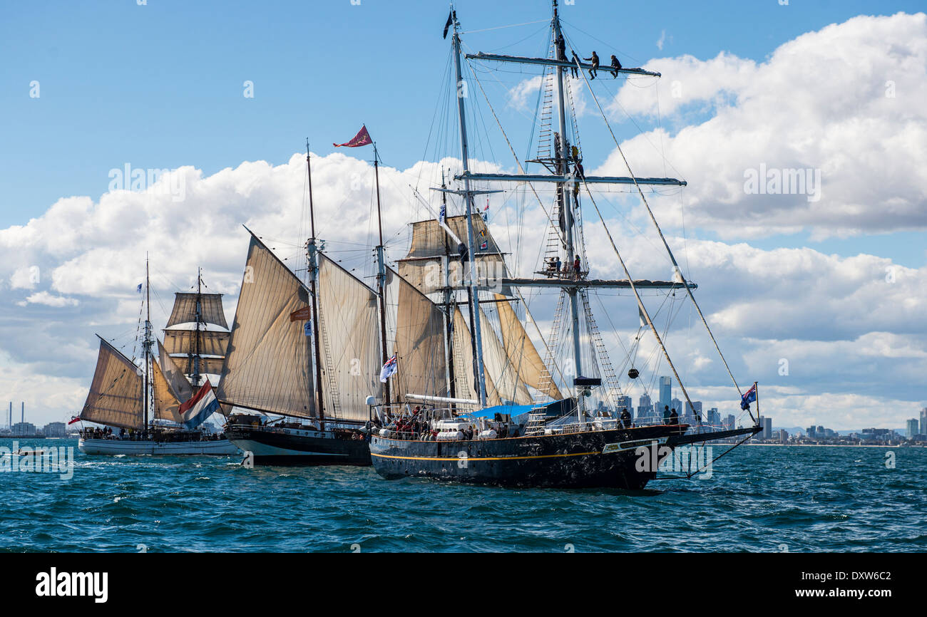 Tall ships on Port Phillip Stock Photo - Alamy