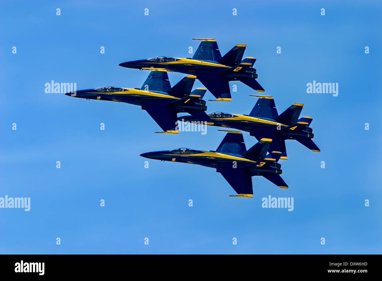 Airshow with Blue Angels Flying by in Formation Stock Photo - Alamy