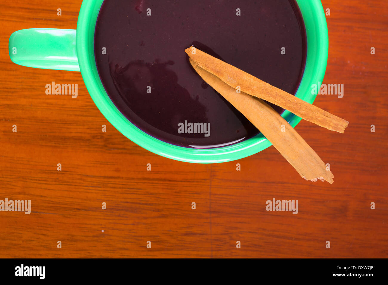 red soup on bowl in a wood background Stock Photo - Alamy