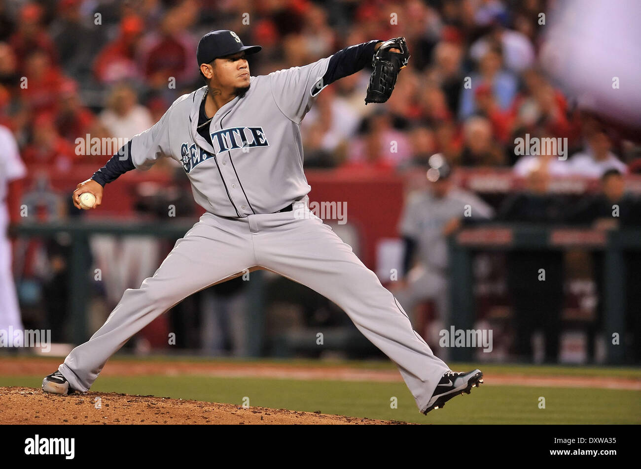 Anaheim, CA. 31st Mar, 2014. Seattle Mariners starting pitcher Felix ...