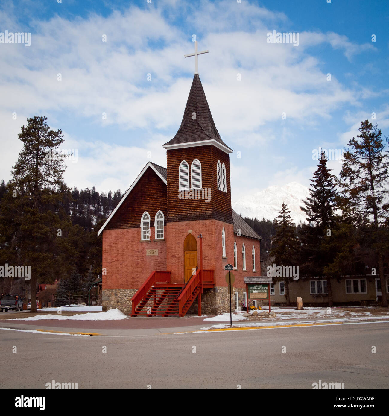 A view of the cute, little Jasper Lutheran Church in Jasper, Jasper ...