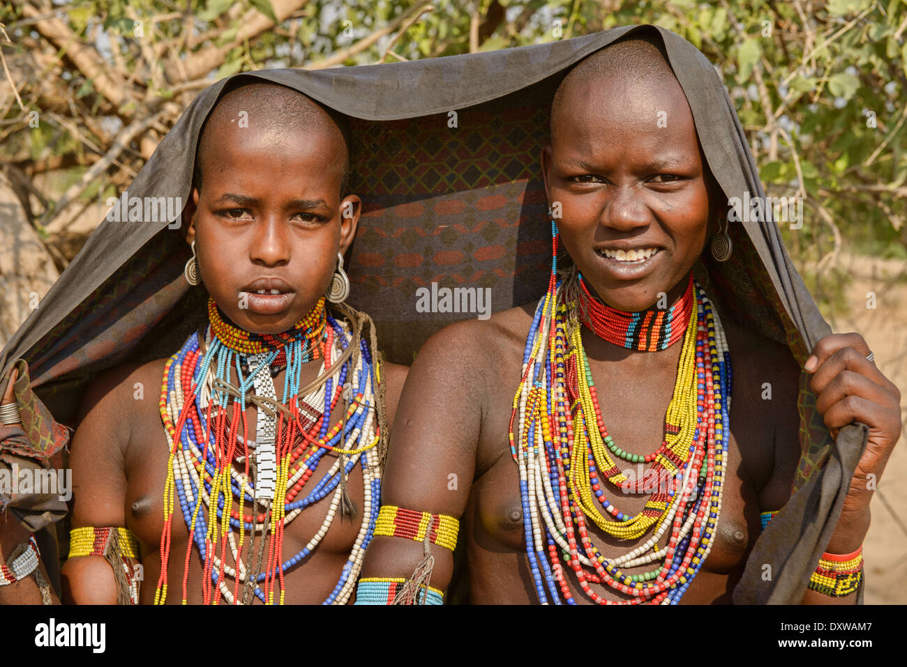Girls Of The Arbore Tribe In The Lower Omo Valley Of Ethiopia Stock