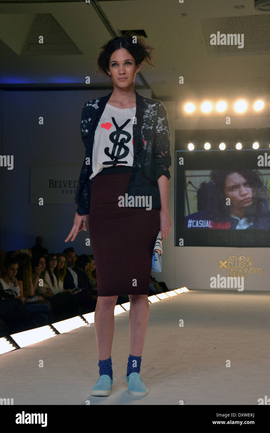 Athens,Greece March 31st- A model wears a creation of the Greek fashion ...