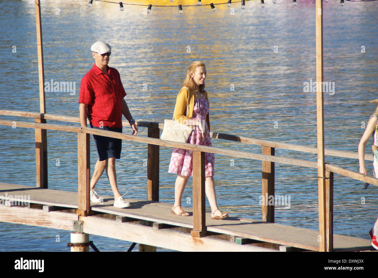 Pierce Brosnan Aaron Paul Toni Collette and Imogen Poots on the set of ...