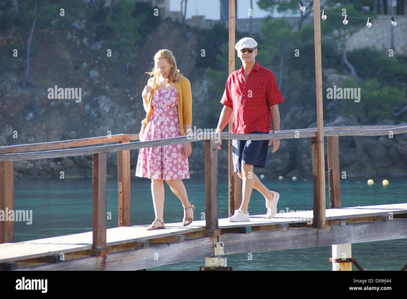 Pierce Brosnan Aaron Paul Toni Collette and Imogen Poots on the set of ...