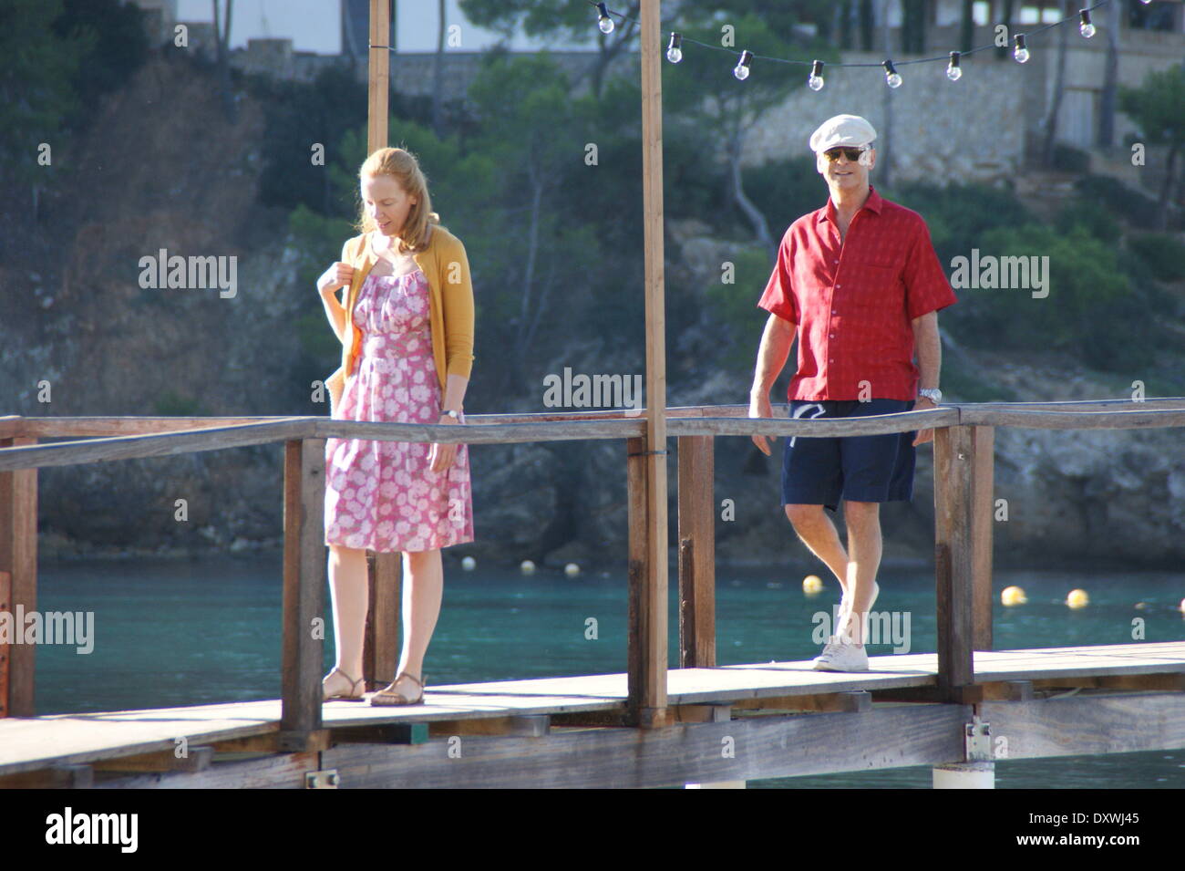 Pierce Brosnan Aaron Paul Toni Collette and Imogen Poots on the set of ...