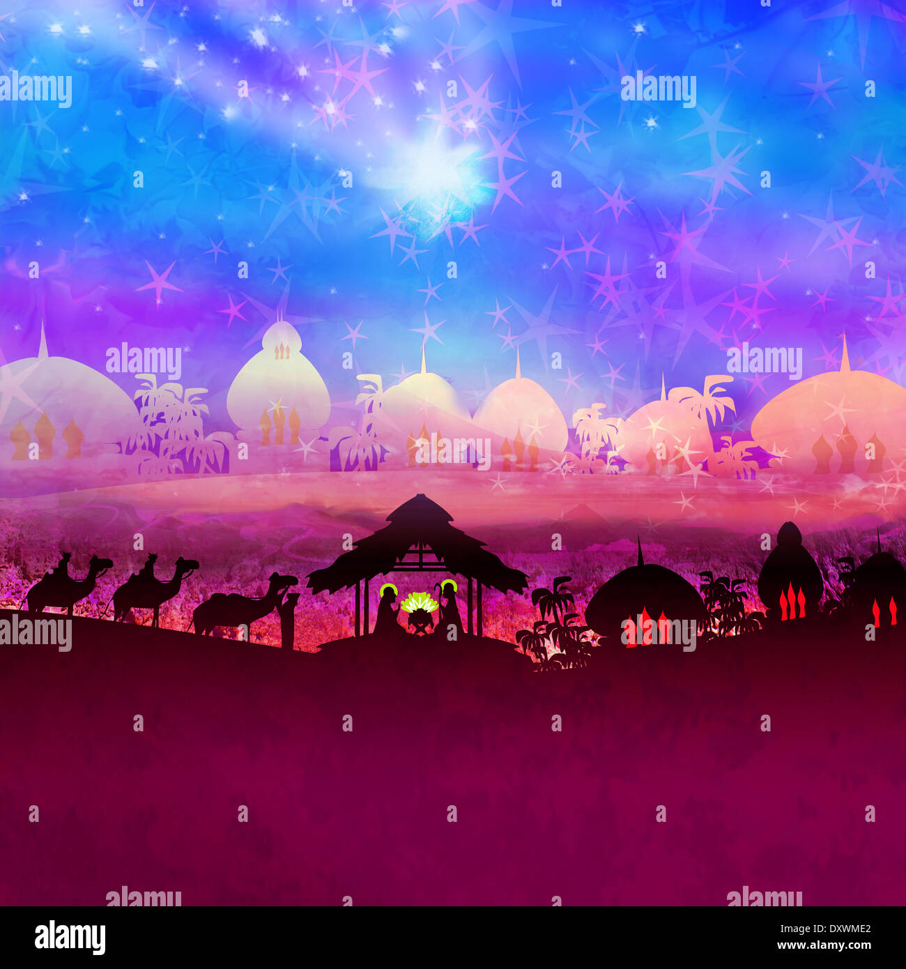 Biblical scene - birth of Jesus in Bethlehem Stock Photo - Alamy