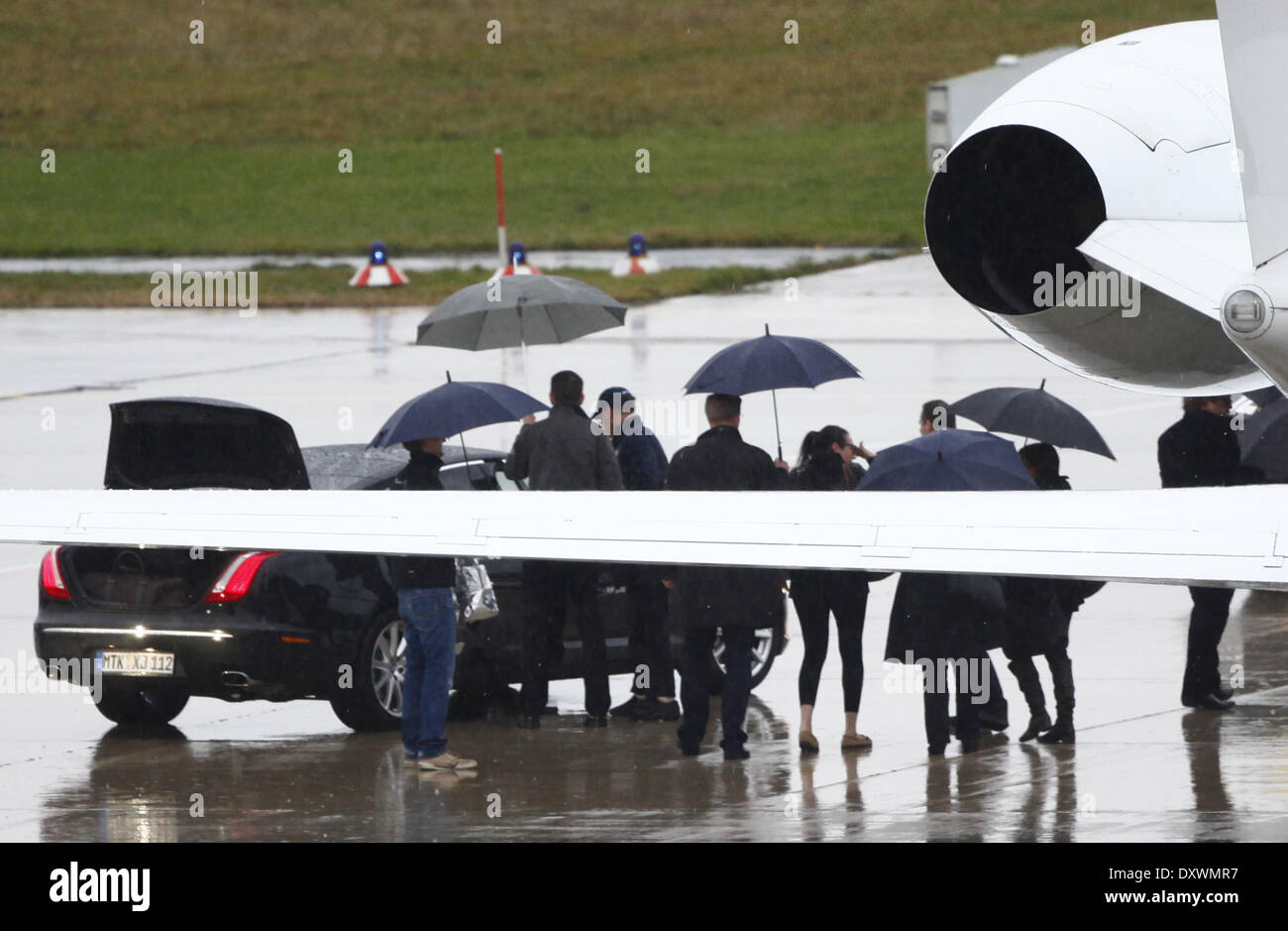 Tom Hanks arriving on a private jet at Bremen airport to promote the ...