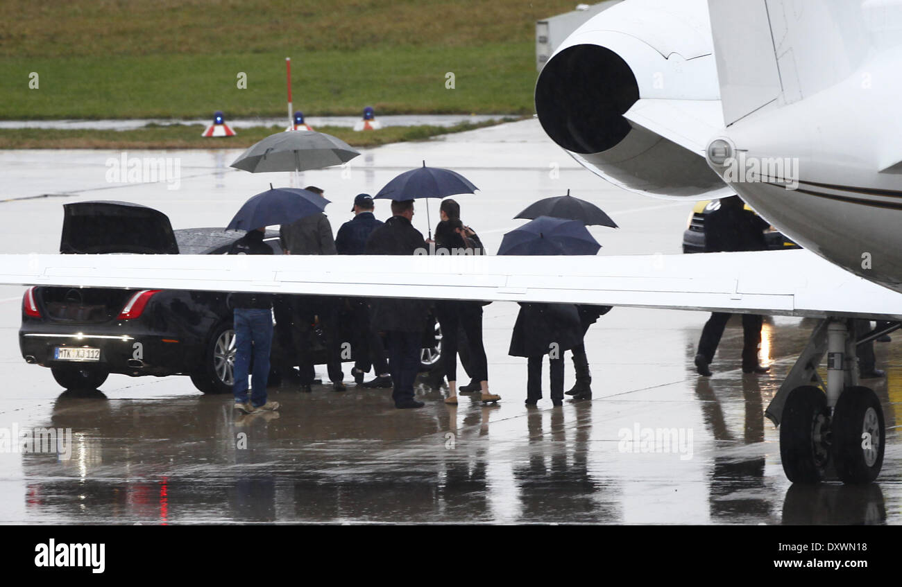 Tom Hanks arriving on a private jet at Bremen airport to promote the ...
