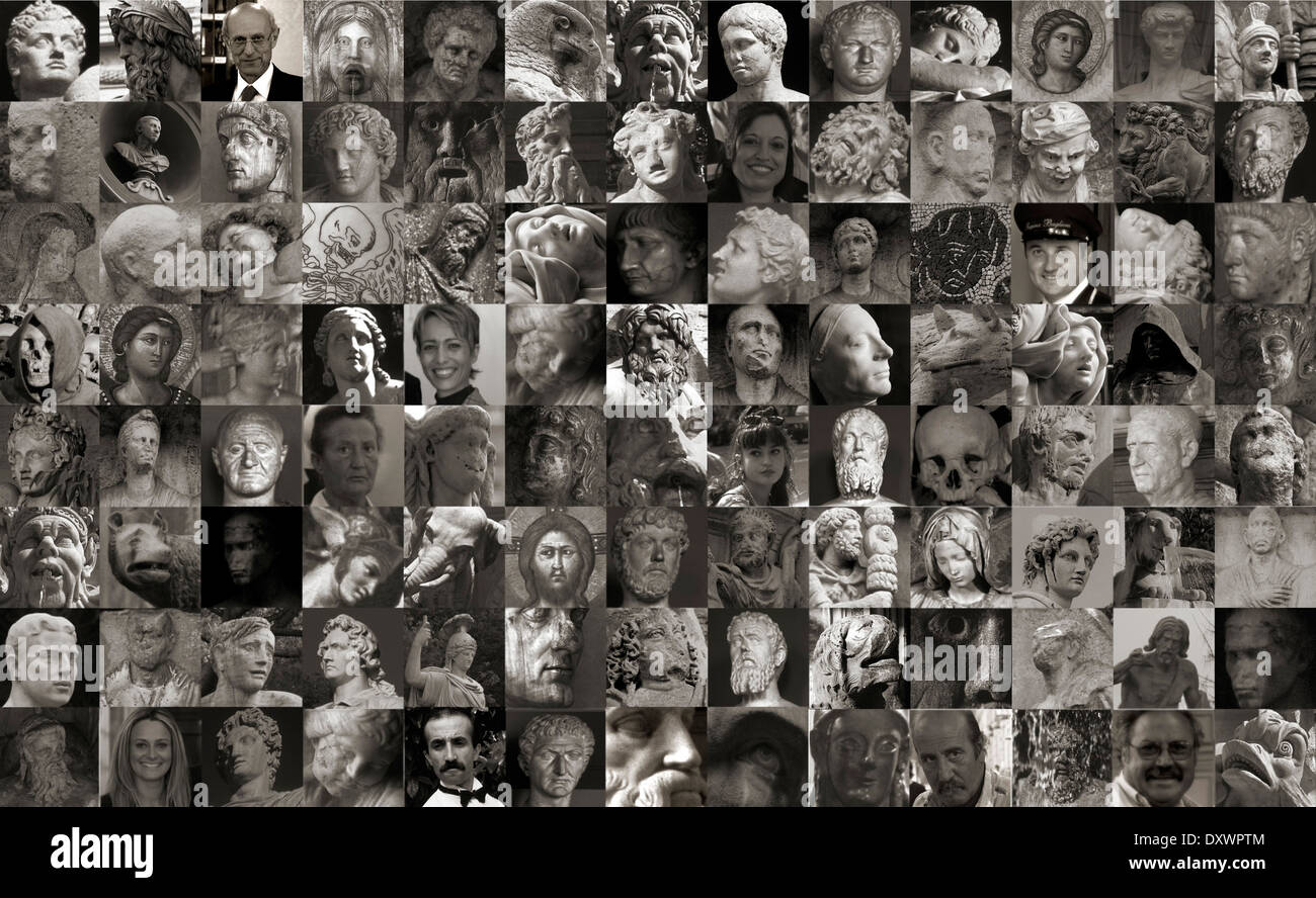 Composite images of Roman faces, ancient and modern Stock Photo - Alamy