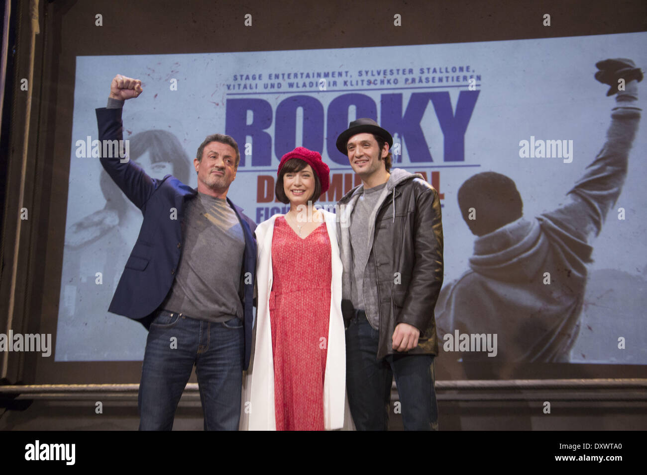 Sylvester Stallone Drew Sarich Wietske van Tongeren at press conference ...