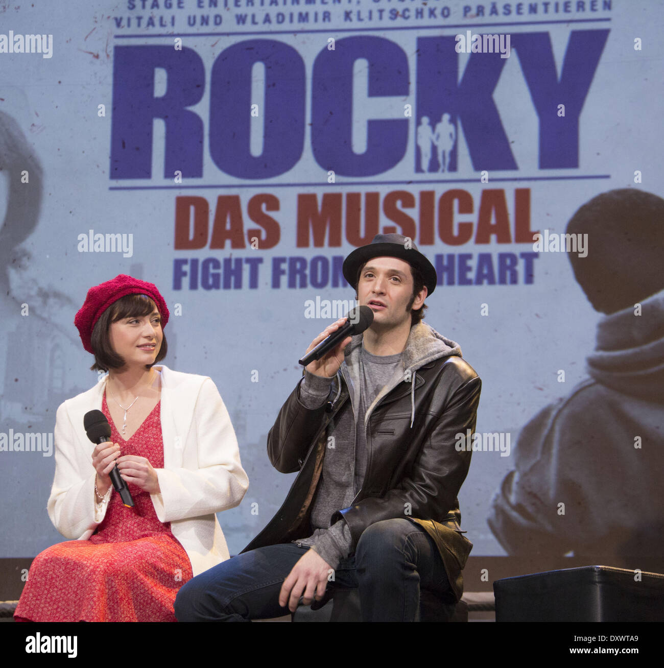 Drew Sarich Wietske van Tongeren at press conference for Rocky - Das Musical at TUI ...