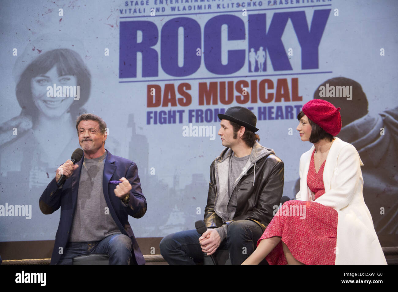 Sylvester Stallone Drew Sarich Wietske van Tongeren at press conference ...