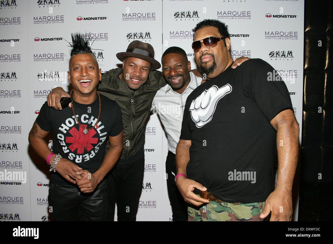 Las Vegas, NV, USA. 31st Mar, 2014. Ravi Drums, D-Nice, DJ Irie, Fatman ...