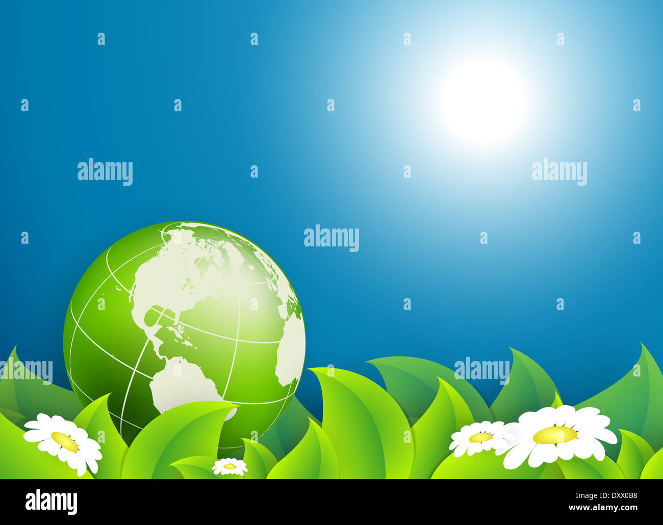 floral environmental frame with globe Stock Photo - Alamy