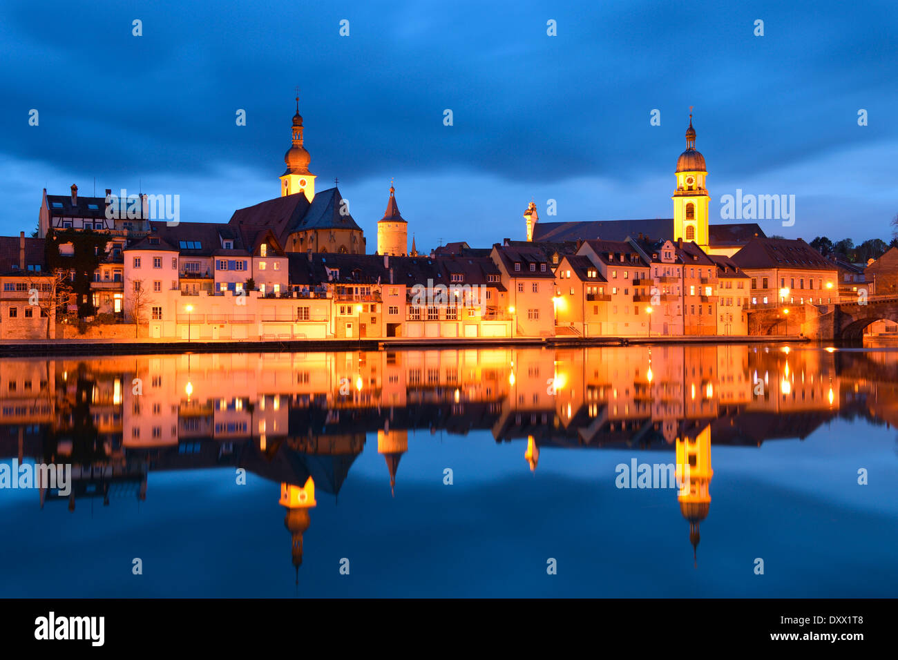View of the town of Kitzingen with the Main River, Lower Franconia ...