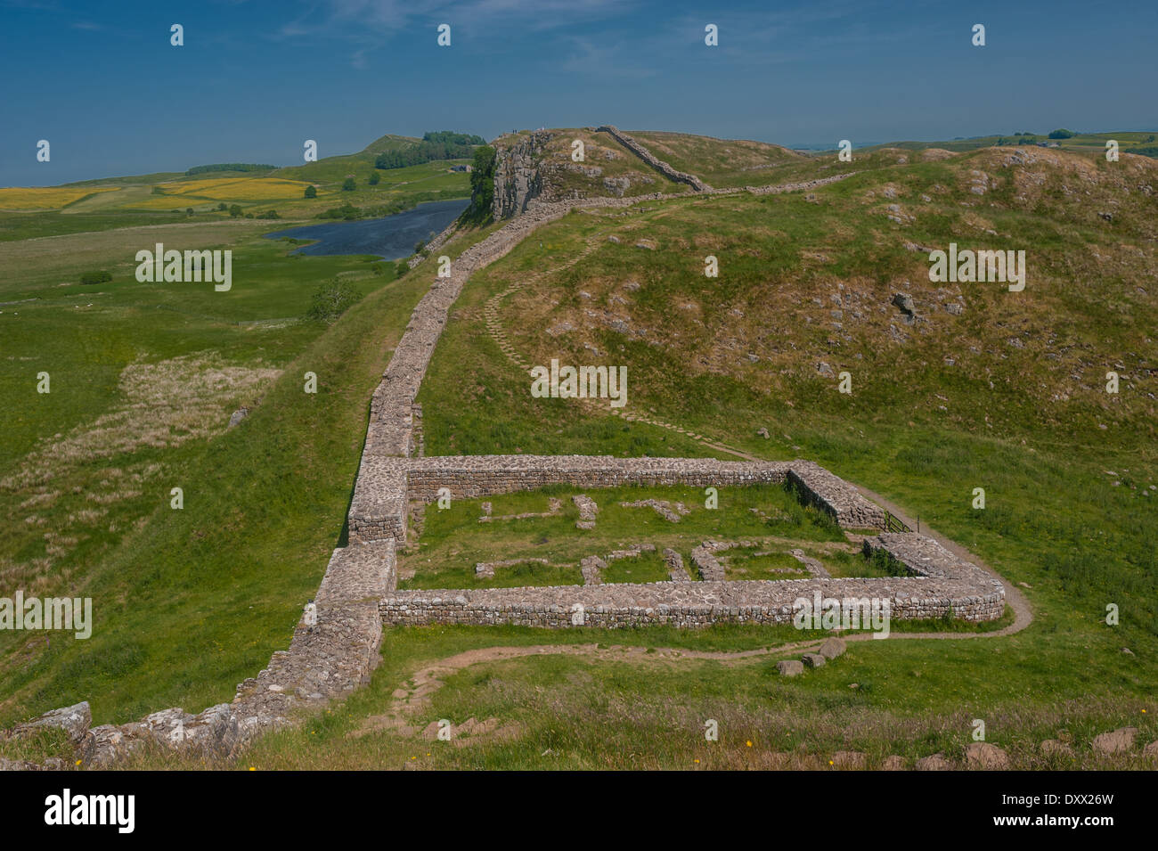 A roman gateway on Hadrians Wall on the Scottish-English border Stock ...
